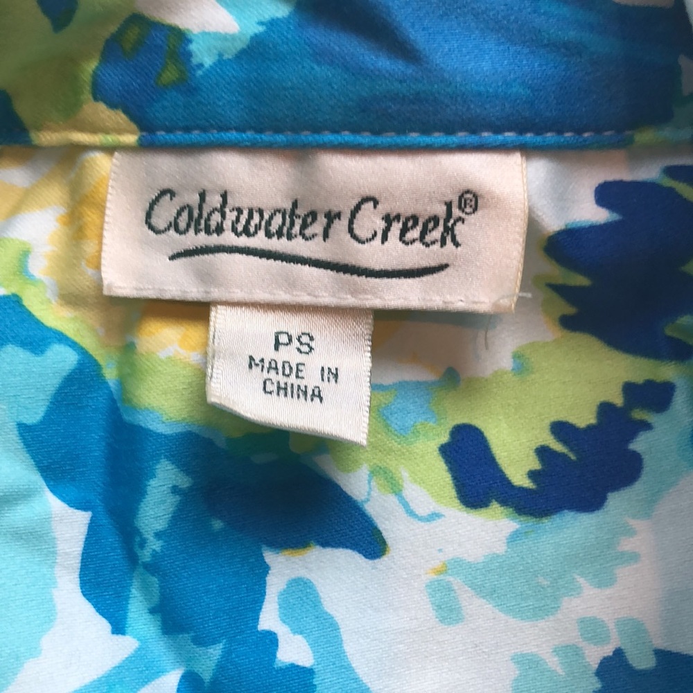 Coldwater Creek Abstract Blue/Yellow/White Jacket - Gem